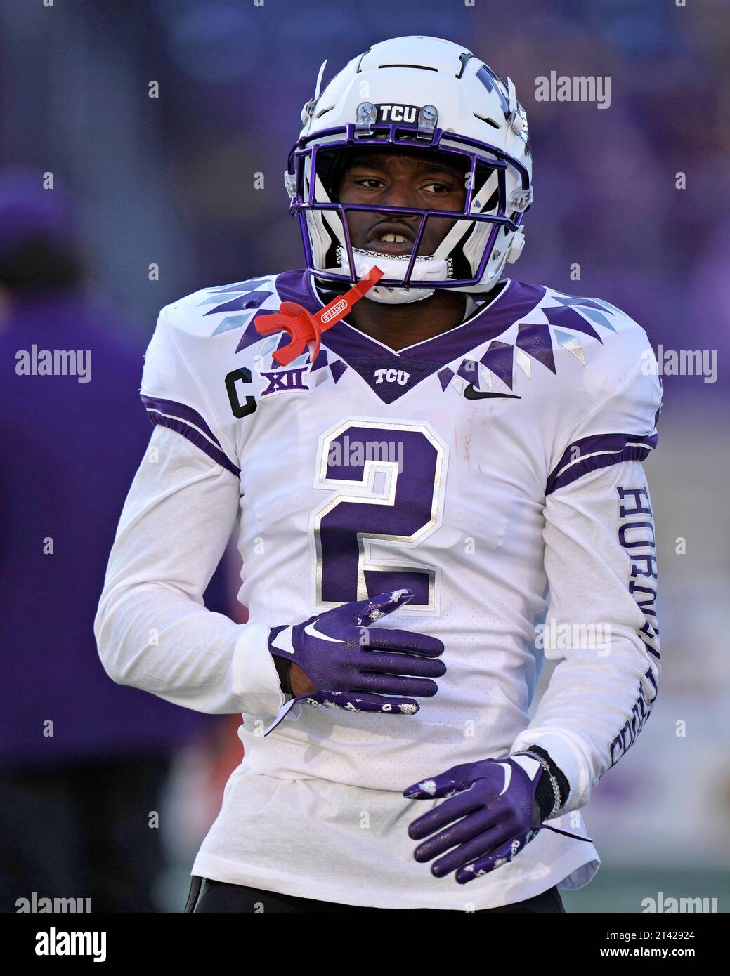 TCU cornerback Josh Newton practices before an NCAA college football ...