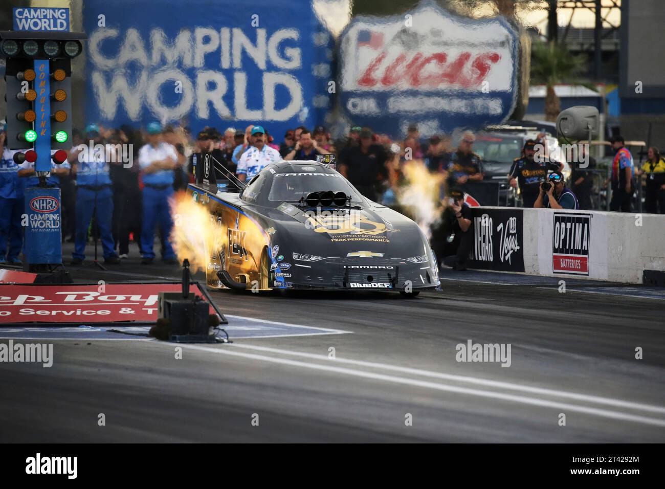 LAS VEGAS, NV - OCTOBER 27: John Force (5 FC) PEAK Chevrolet Camaro SS ...