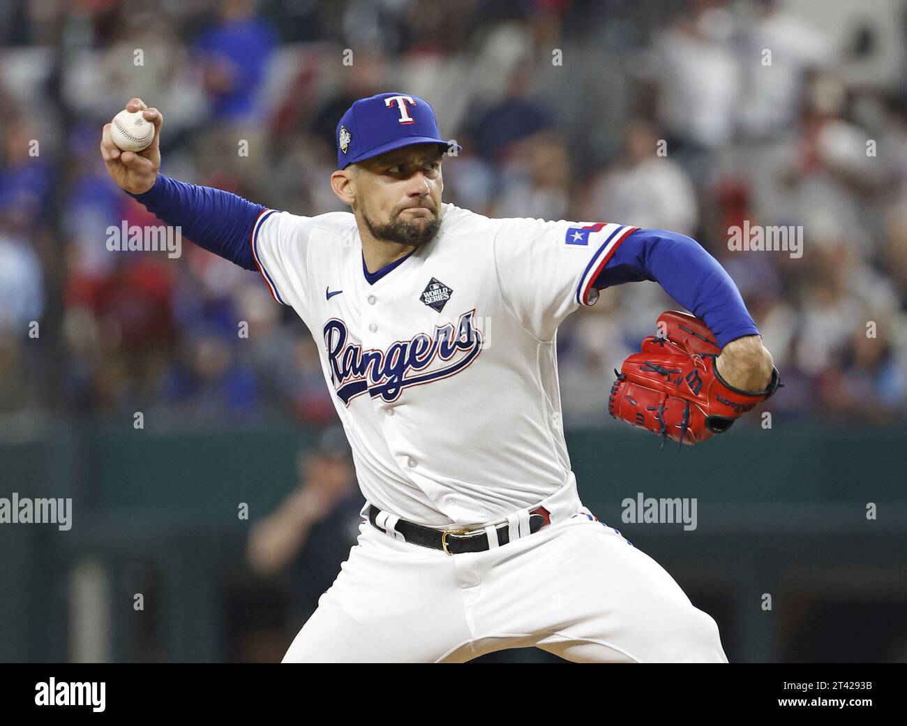 Texas Rangers starting pitcher Nathan Eovaldi pitches against the ...