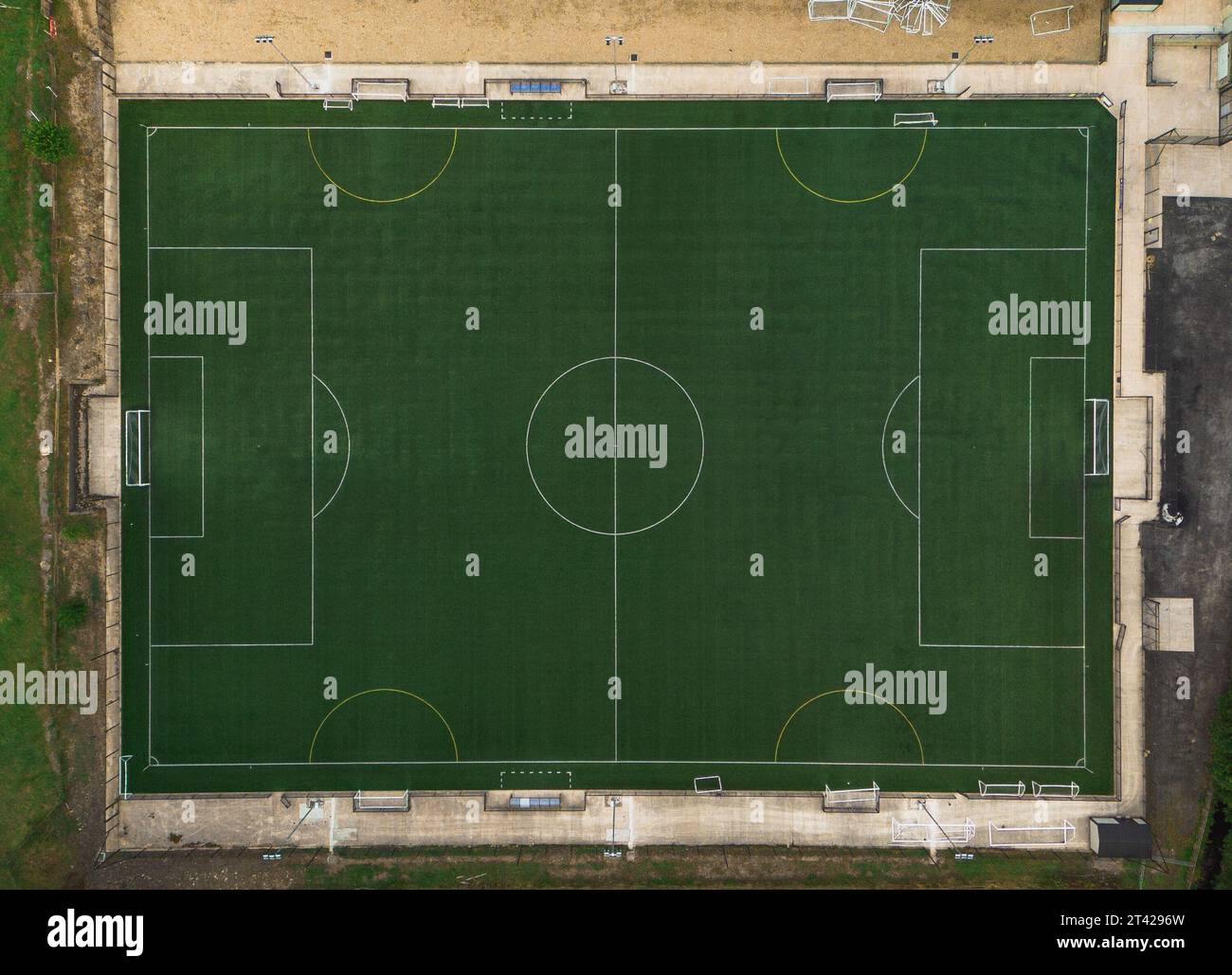 An aerial view of an empty football pitch Stock Photo - Alamy