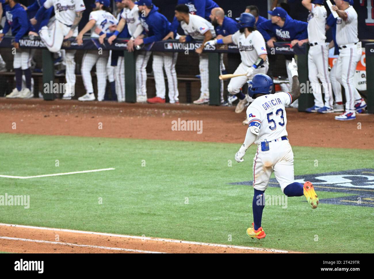 Arlington, United States. 27th Oct, 2023. Texas Rangers Adolis Garcia ...