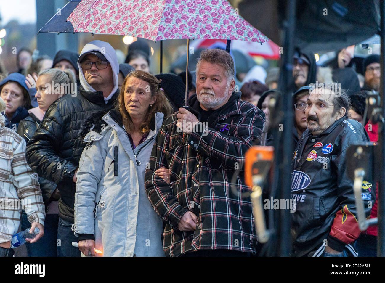 Brian Sweeney, center, father of shooting victim Angie Sweeney, attends ...