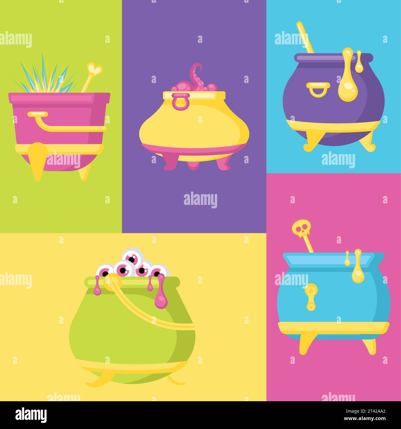 Set of halloween witch cauldron icons Vector Stock Vector Image & Art ...
