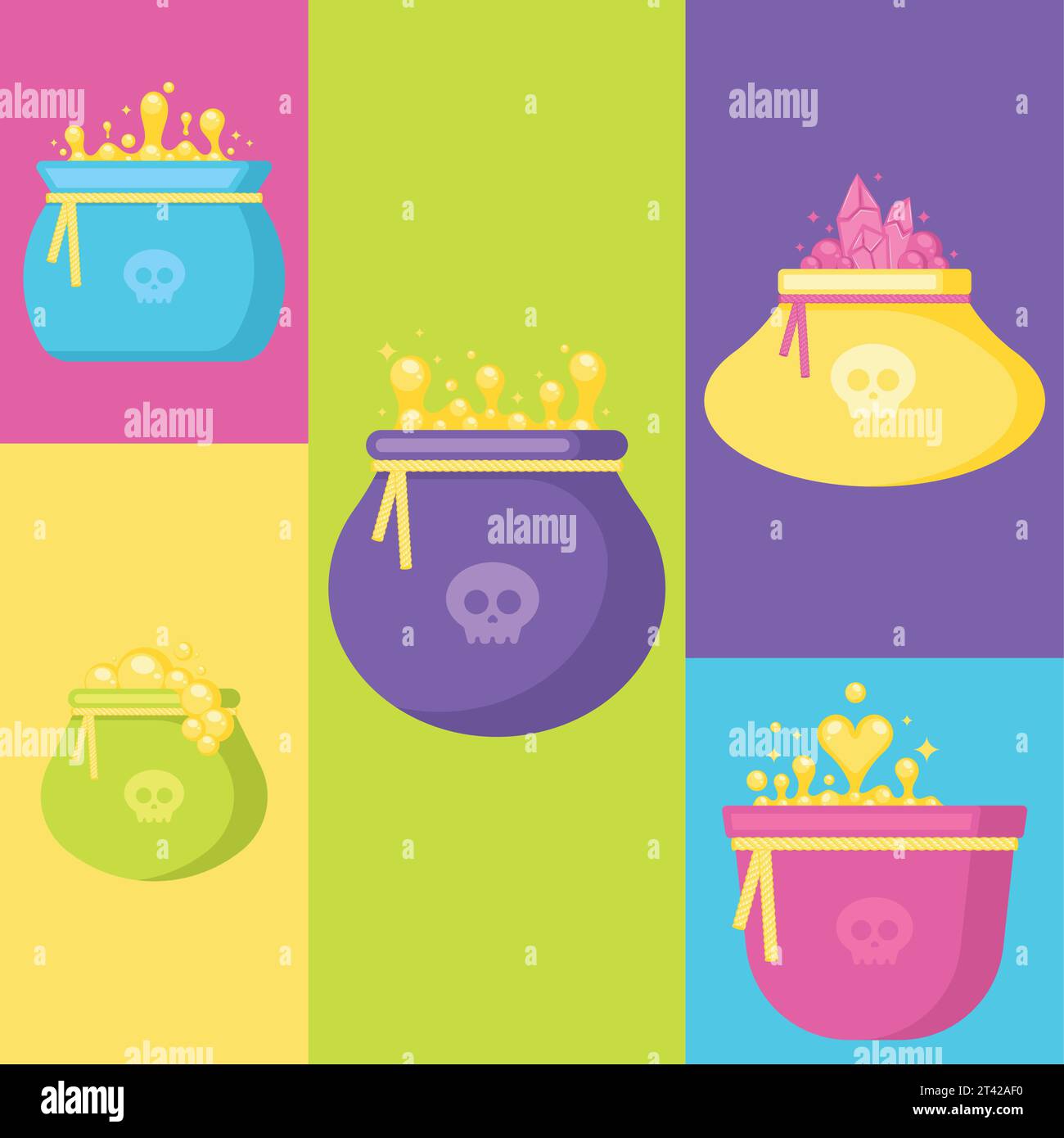 Set of halloween witch cauldron icons Vector Stock Vector Image & Art ...