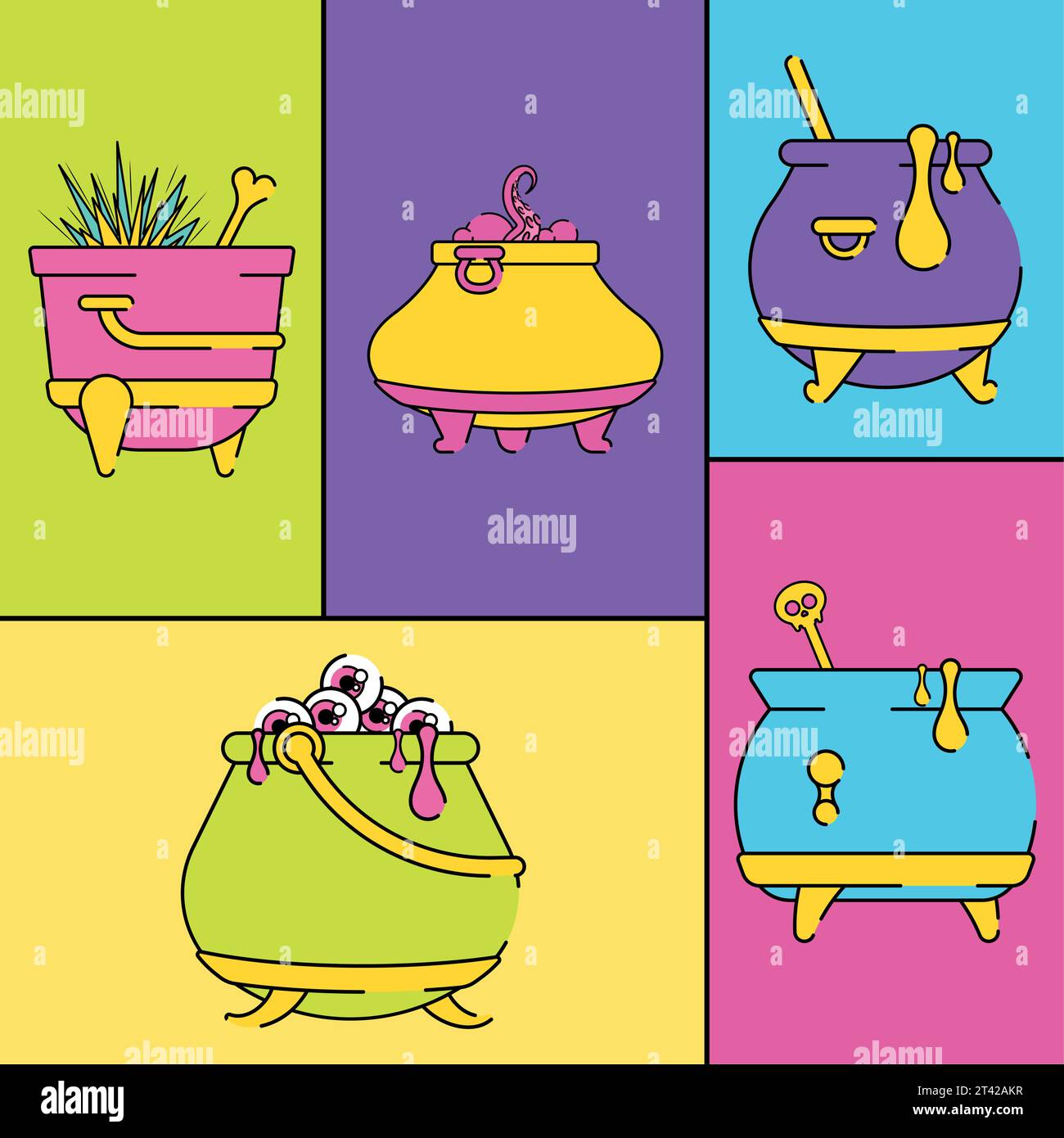 Set of halloween witch cauldron icons Vector Stock Vector Image & Art ...
