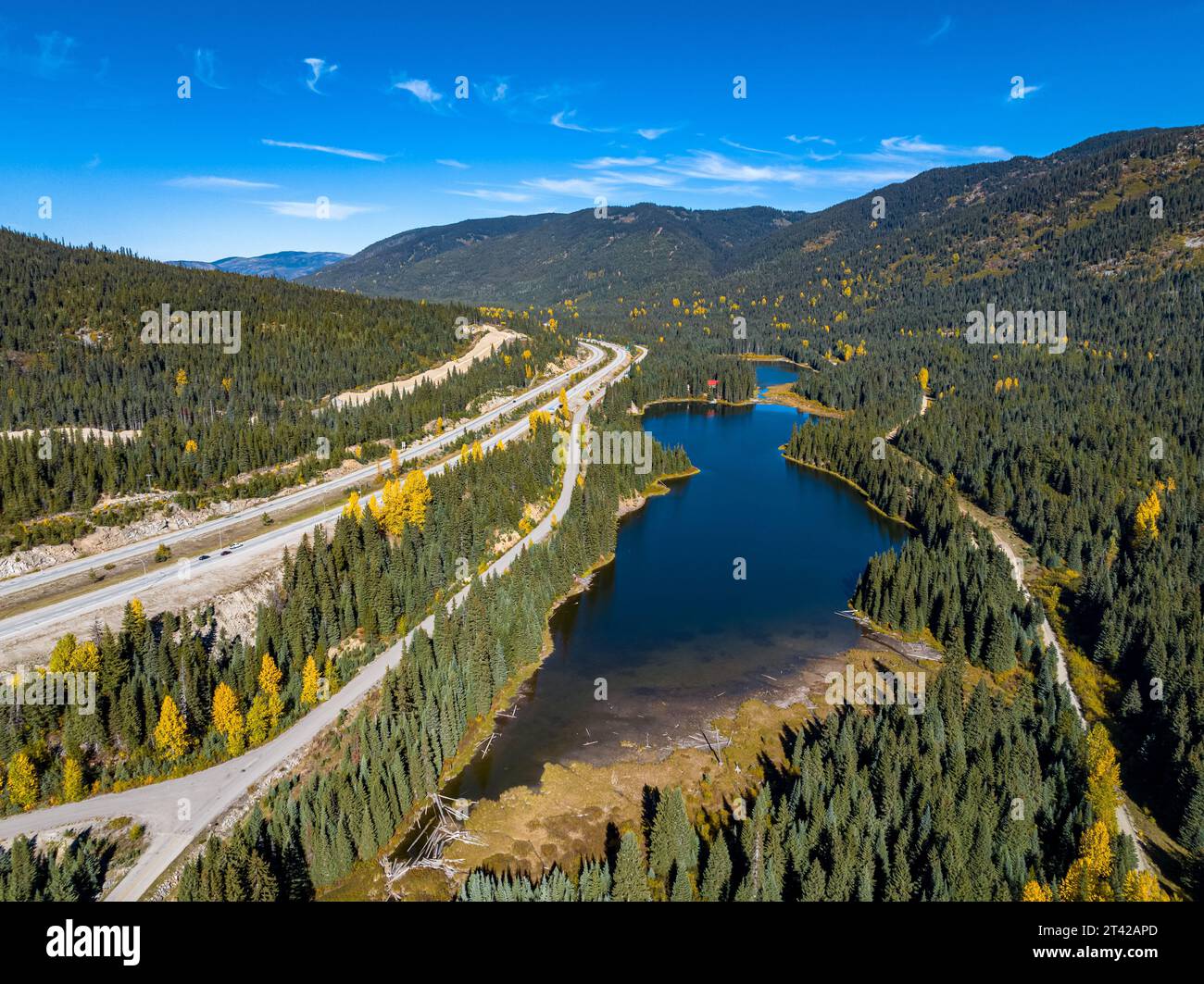 An aerial view of Coquihalla highway in British Columbia, Canada Stock ...