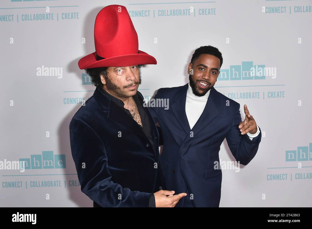 Boots Riley, left, and Jharrel Jerome arrive at the National Hispanic ...