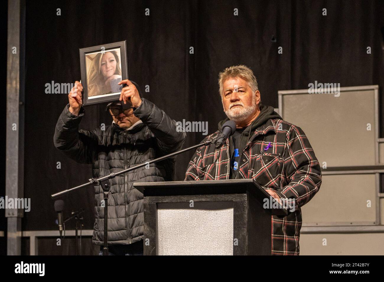Sault Ste. Marie, Canada. 27th Oct, 2023. Brian Sweeney, right, father ...