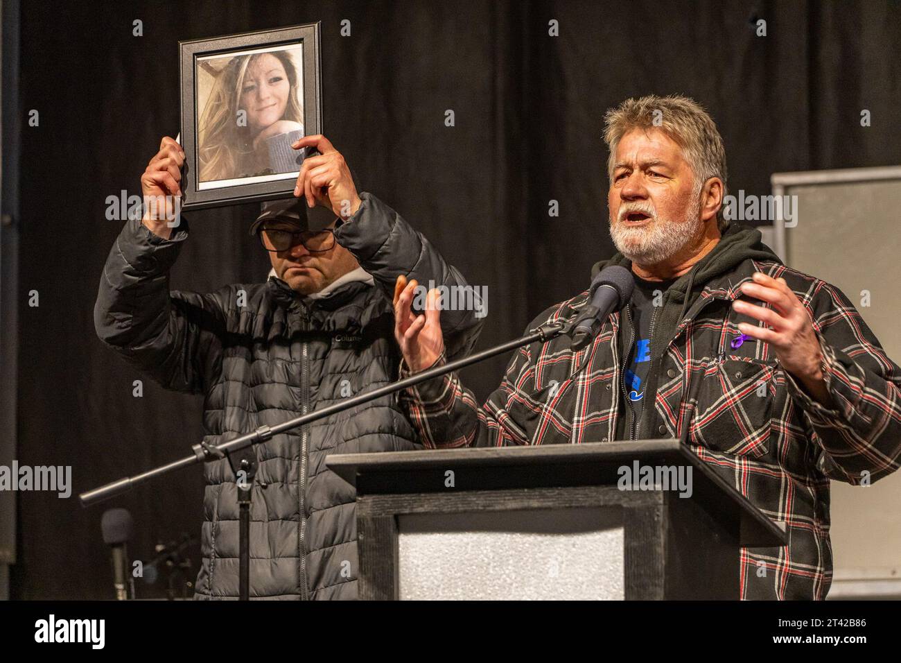 Sault Ste. Marie, Canada. 27th Oct, 2023. Brian Sweeney, right, father ...