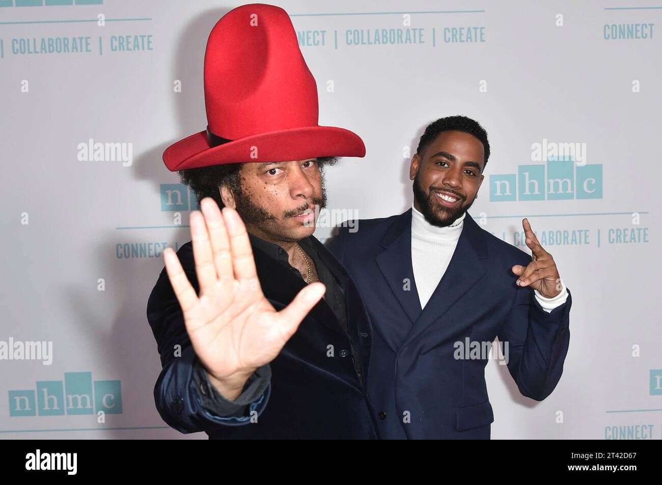 Boots Riley, left, and Jharrel Jerome arrive at the National Hispanic ...