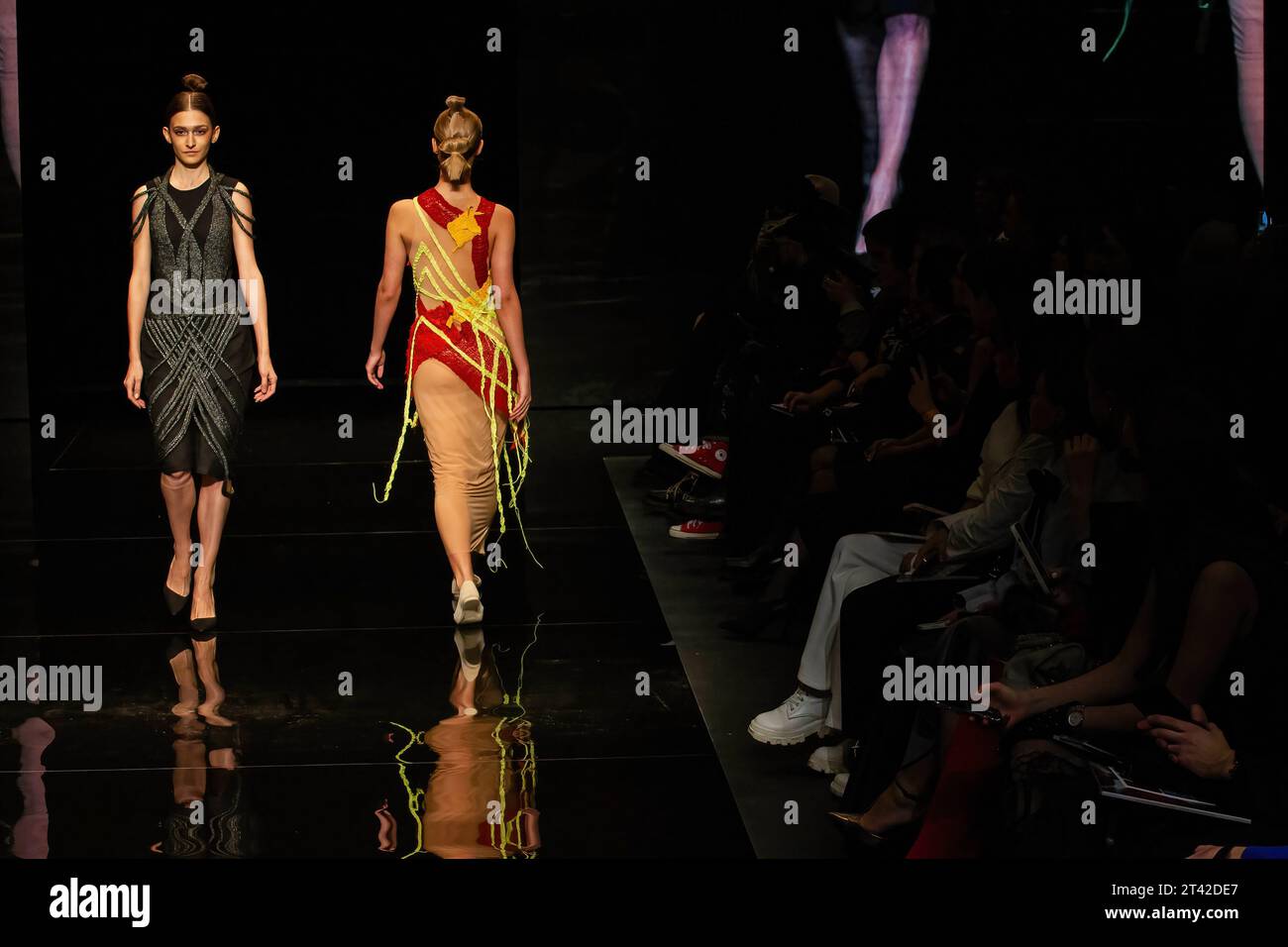 A model walks the runway during Mod'art fashion show at the New Stage ...