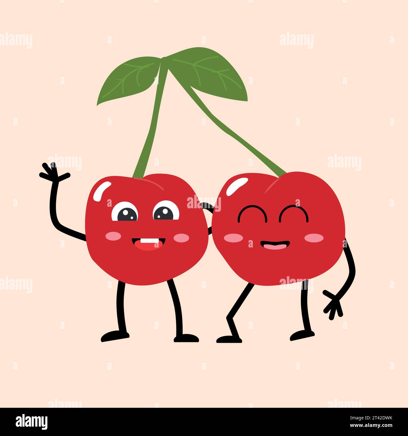 cute cherry cartoon characters - vector mascot Stock Vector Image & Art ...