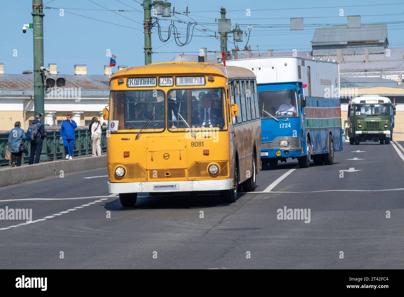 SAINT PETERSBURG, RUSSIA - MAY 20, 2023: Old Soviet bus LiAZ-667 on the ...