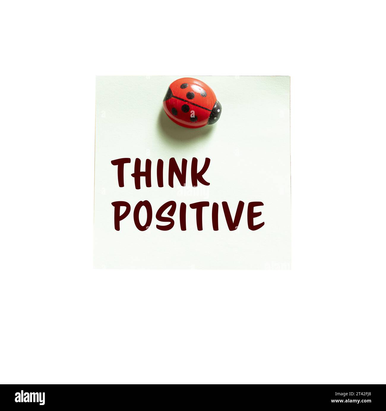 colored memo sheet with writing think positive on a transparent ...