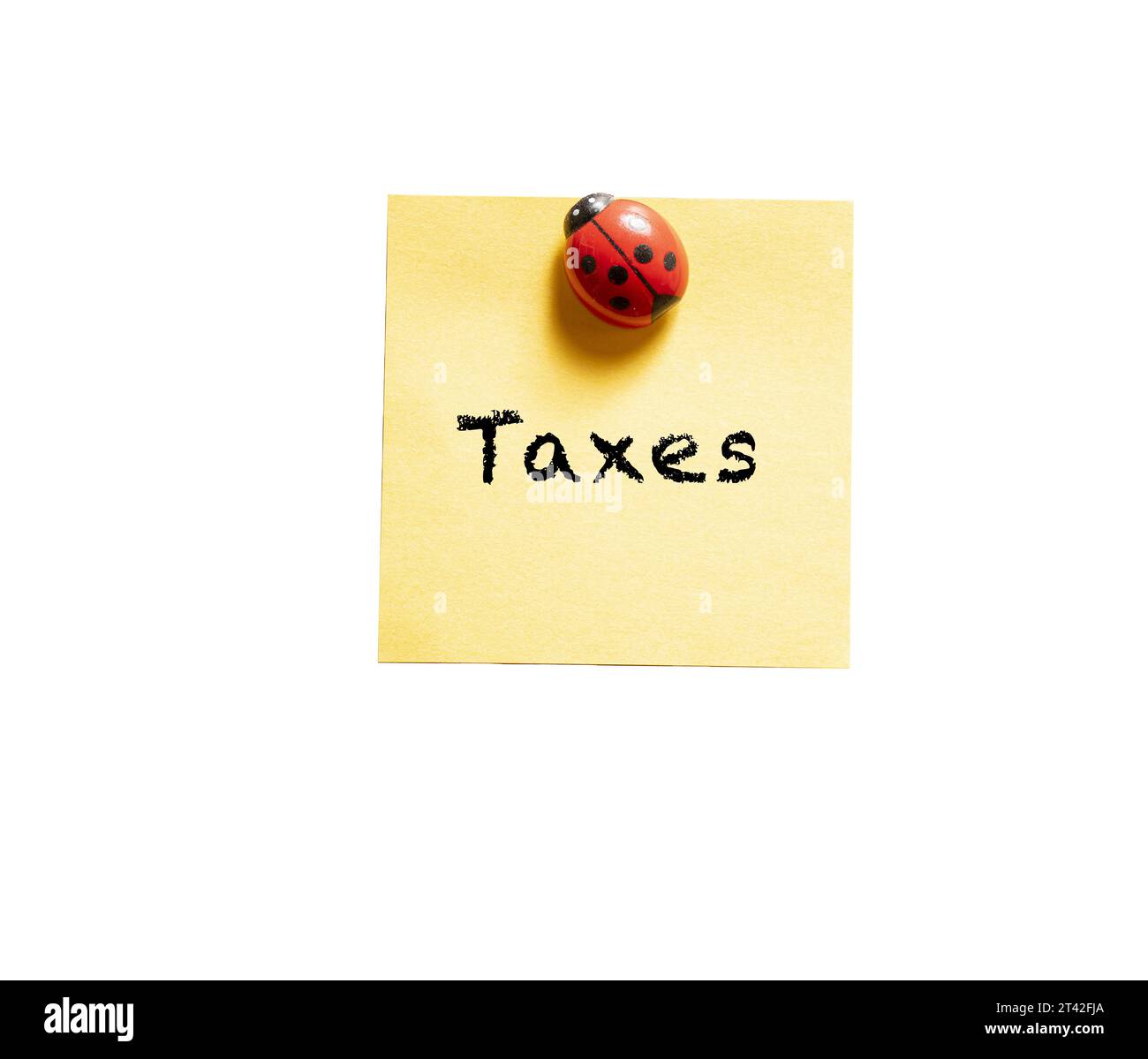 a colored memo sheet with writing taxes on a transparent background ...