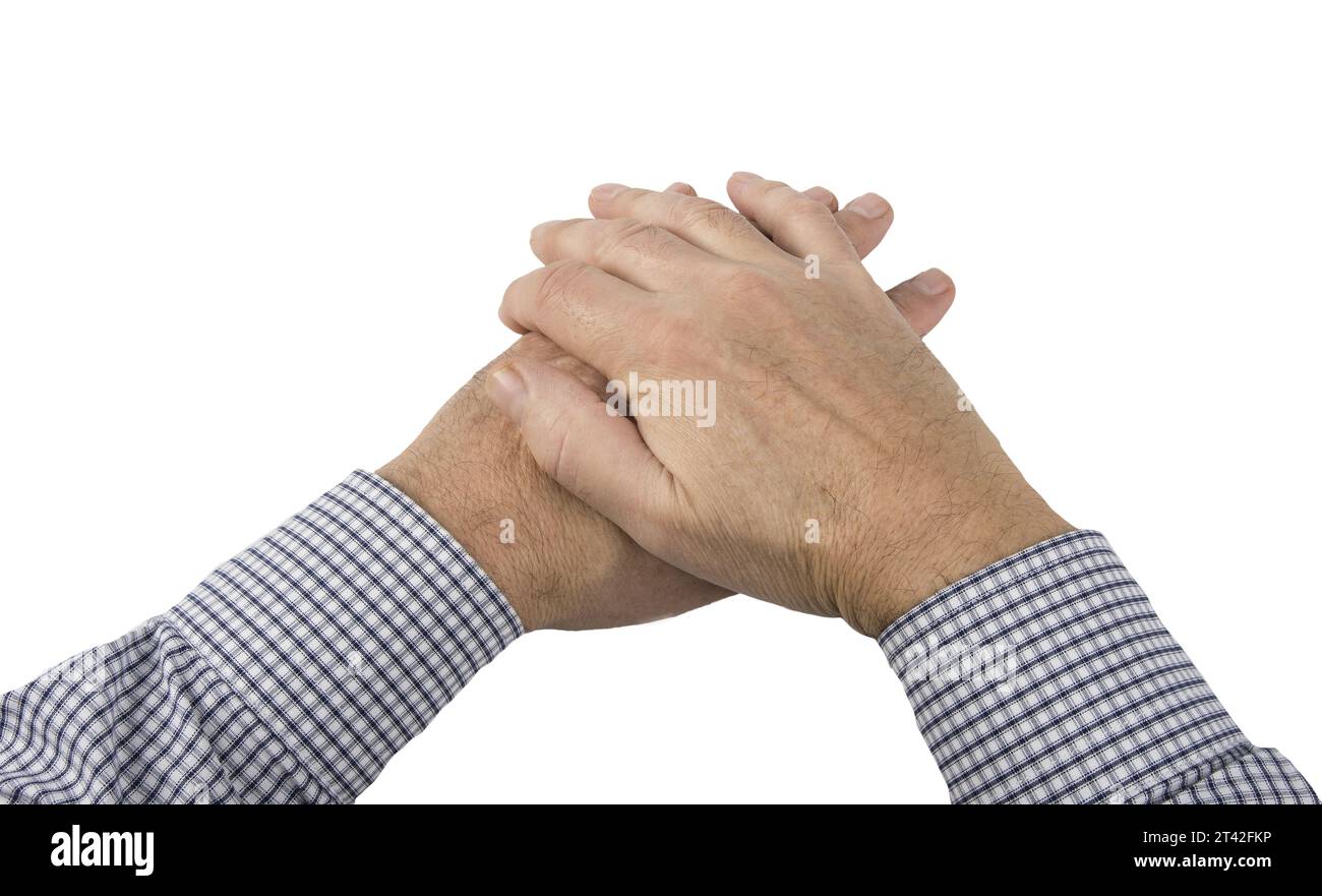detail of a man's hands waiting on a transparent background Stock Photo ...