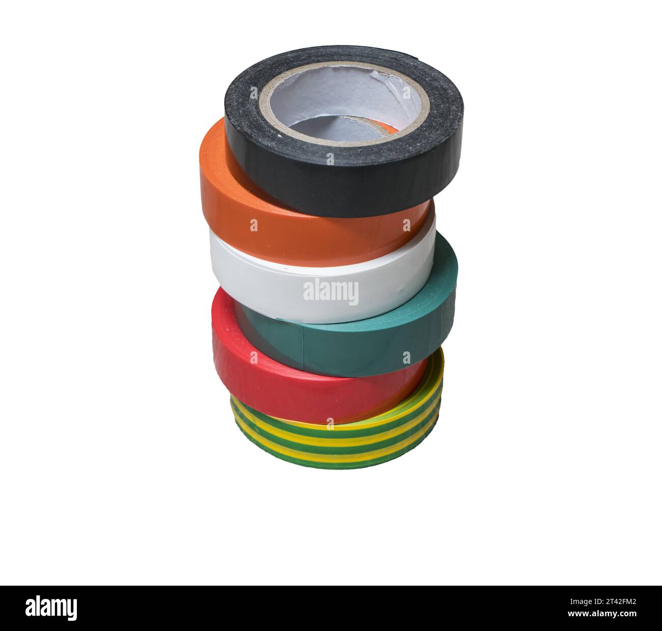 some rolls of insulating tape of various colors on a transparent ...