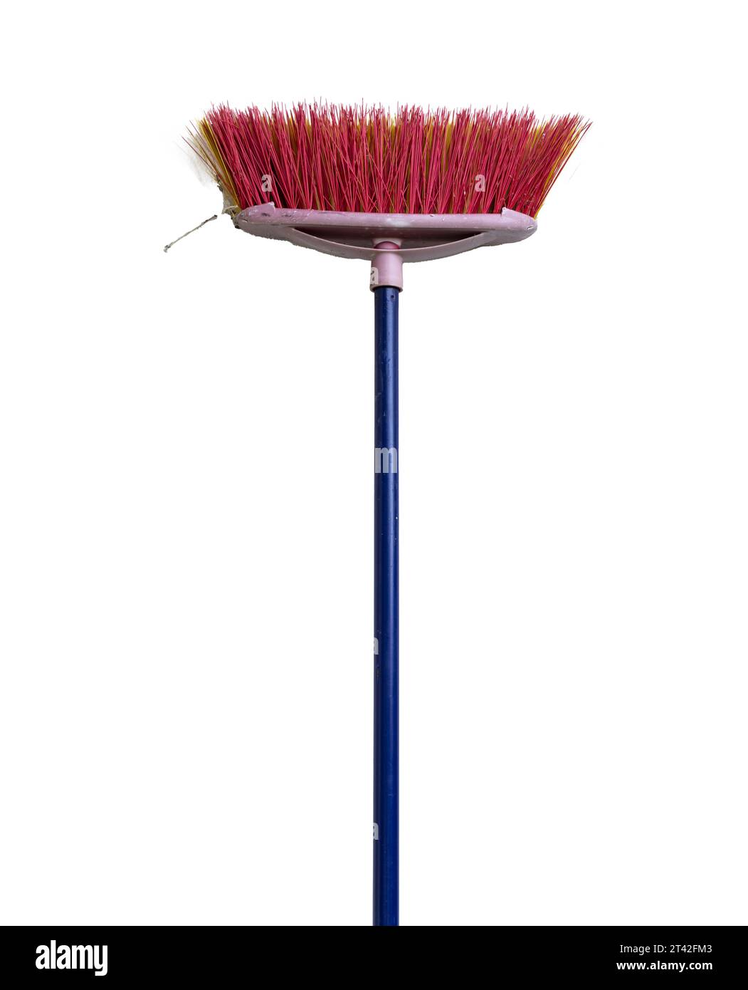 a colored broom leaning against the wall on a transparent background ...