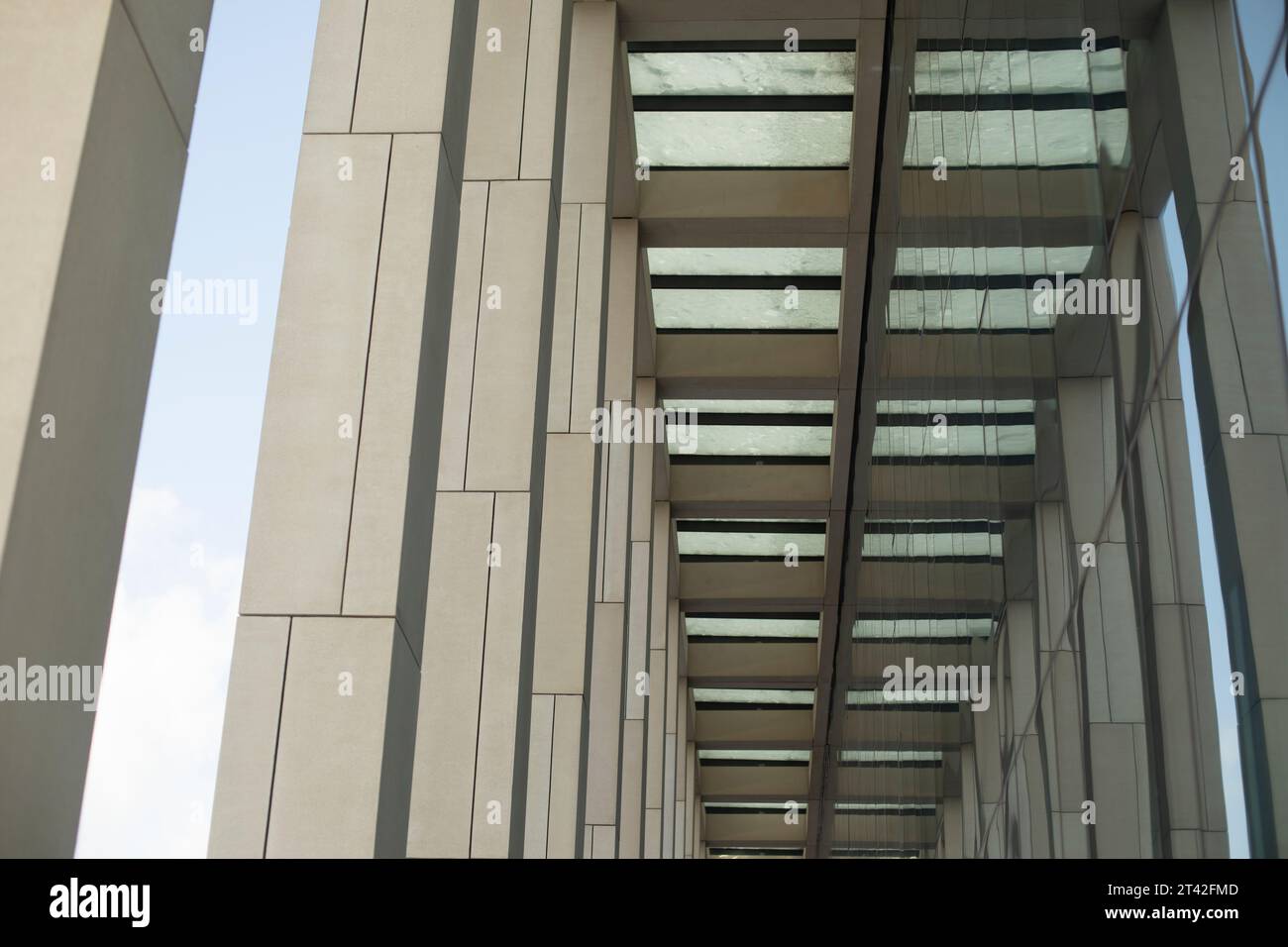 Monumental architecture. Gigantic square columns. Large building ...