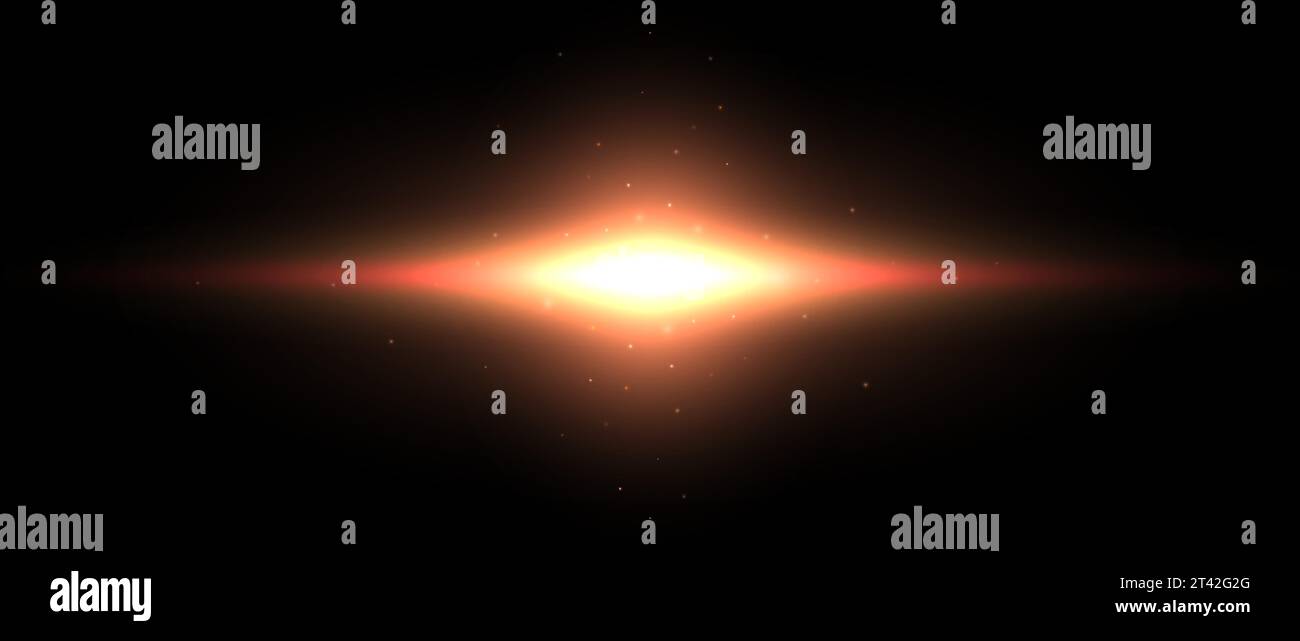 Planet shine effect. Red orange solar light glare concept. Abstract ...