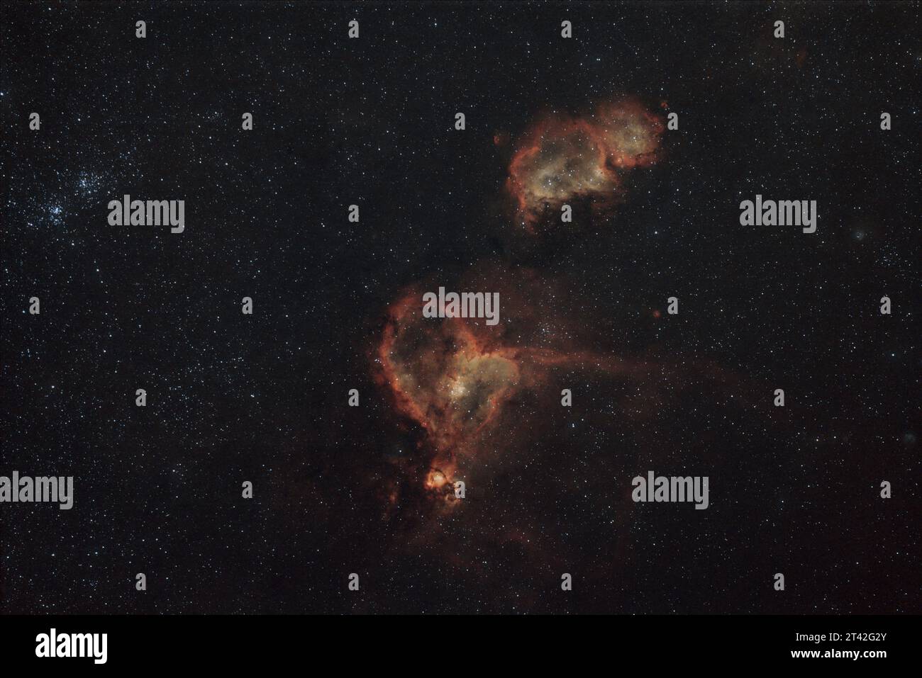 Heart and Soul nebula with double star cluster in constellation Cassiopeia Stock Photo - Alamy