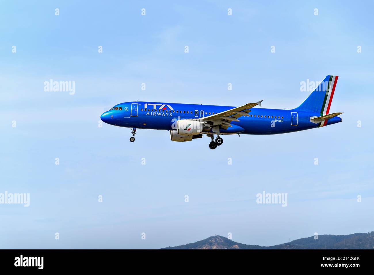 Barcelona, Spain; April 10, 2023: Airbus A320 plane of the Ita Airways ...