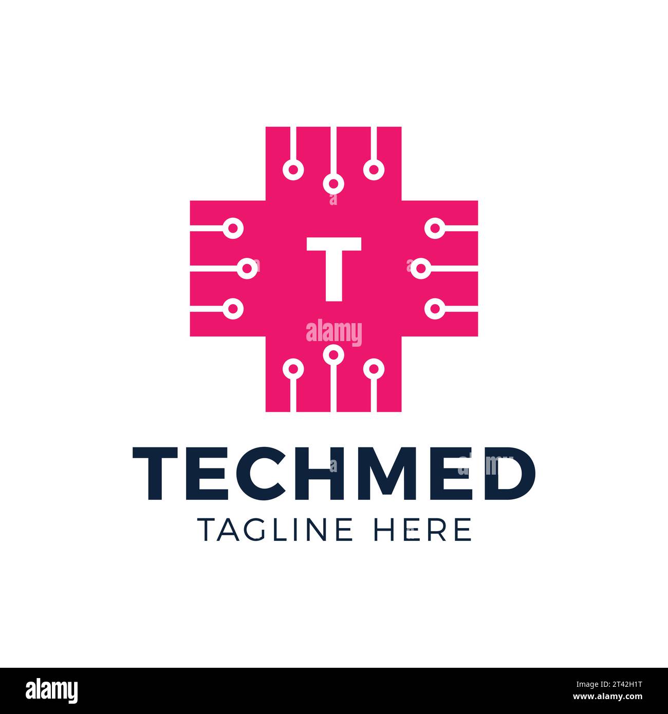 Digital medical cross plus letter t logotype icon Vector Image Stock ...