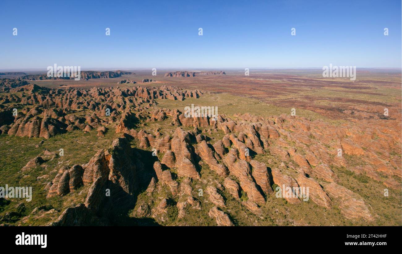 Aerial view of the famous beehive domes of the Bungle Bungle ranges ...