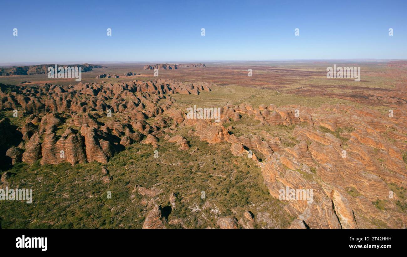 Aerial view of the famous beehive domes of the Bungle Bungle ranges ...