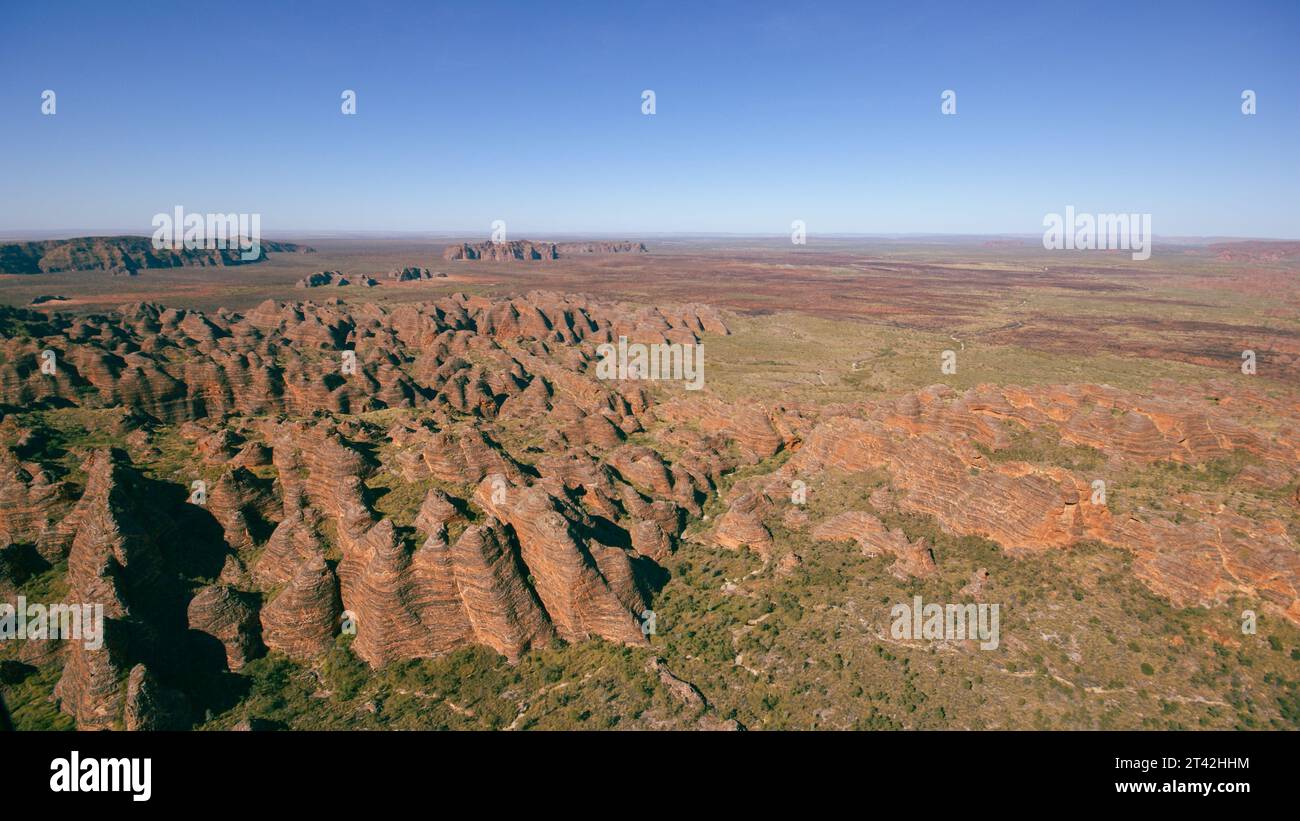 Aerial view of the famous beehive domes of the Bungle Bungle ranges ...