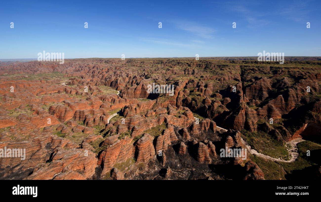 Aerial view of the famous beehive domes of the Bungle Bungle ranges ...