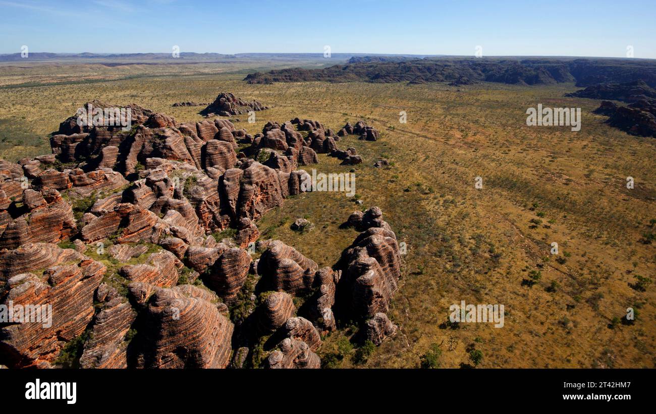 Aerial view of the famous beehive domes of the Bungle Bungle ranges ...
