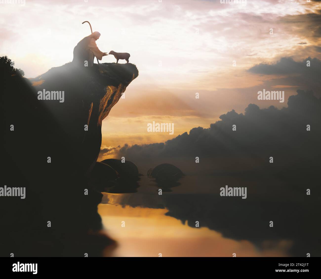 The love of Shepherd Jesus Christ, who saves lambs from the edge of a ...