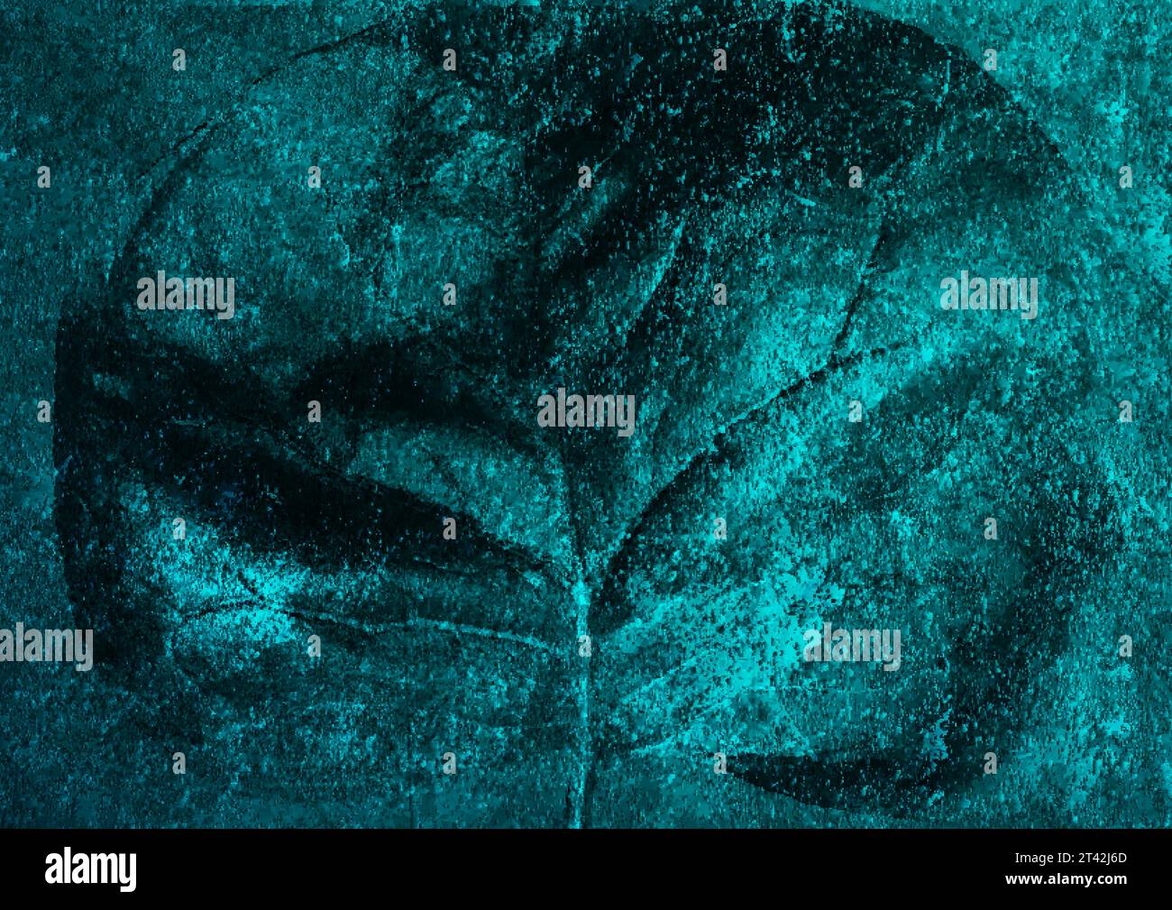 Dark turquoise grunge leaf abstract vintage background. Concept natural ...