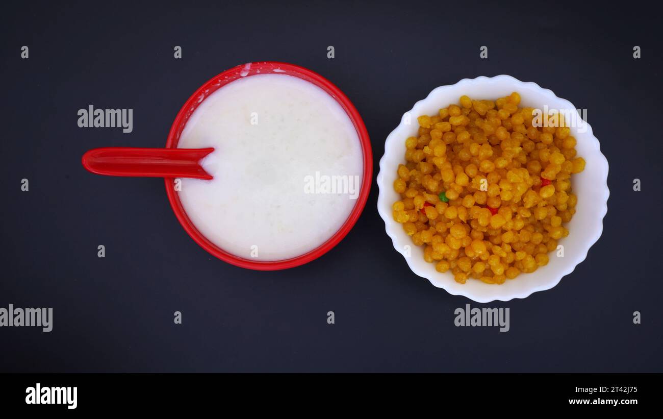 Boondi rabri milk kheer. Indian, bangali dessert mithai. Traditional ...