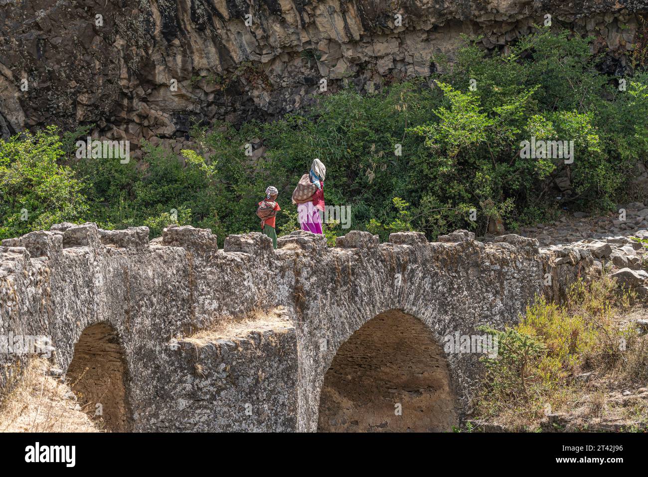 Typical ethiopia village scene with young girls, african rural ...