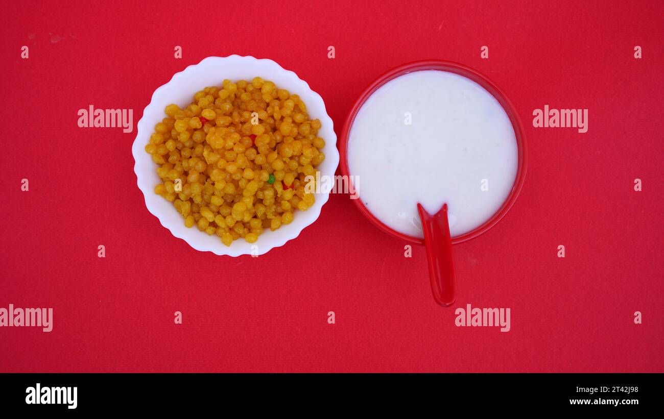 Boondi rabri milk kheer. Indian, bangali dessert mithai. Traditional ...