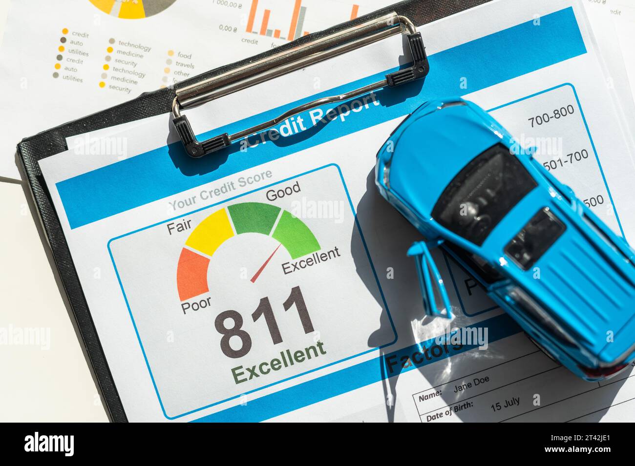 Stock market graphs monitoring credit report Stock Photo - Alamy