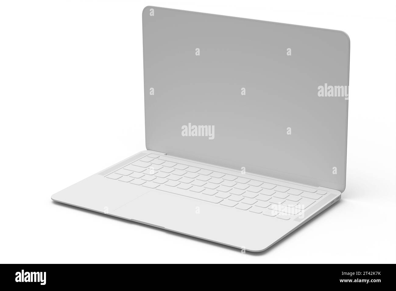 Realistic aluminum laptop with empty screen display isolated on white ...
