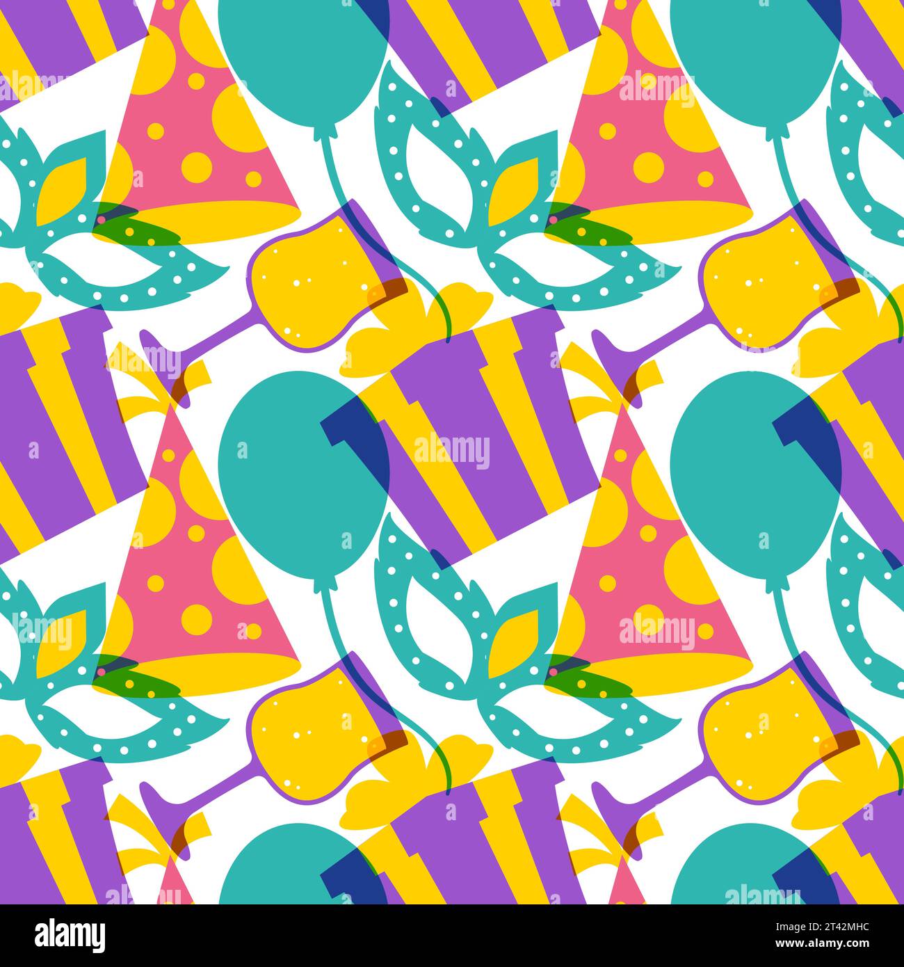 Happy New Year 2024 Seamless Pattern Illustration with Elements ...
