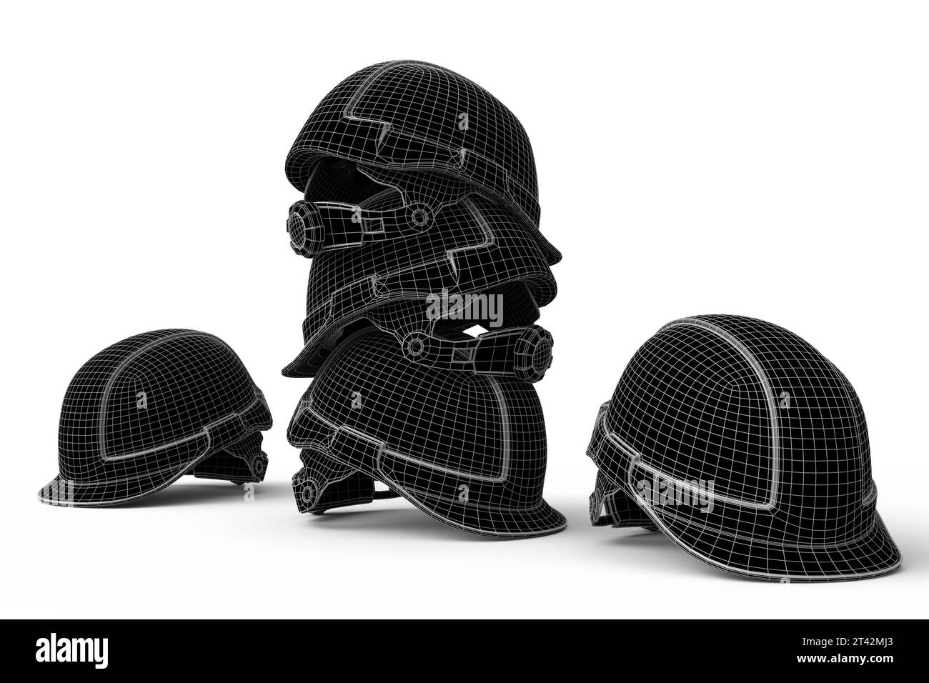 Set of safety helmet or hard cap isolated on white background. 3d ...