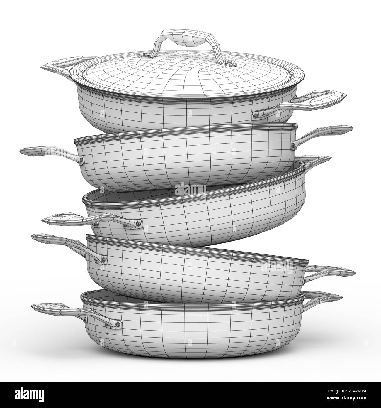 Set of stainless steel stewpot, frying pan and chrome plated cookware ...