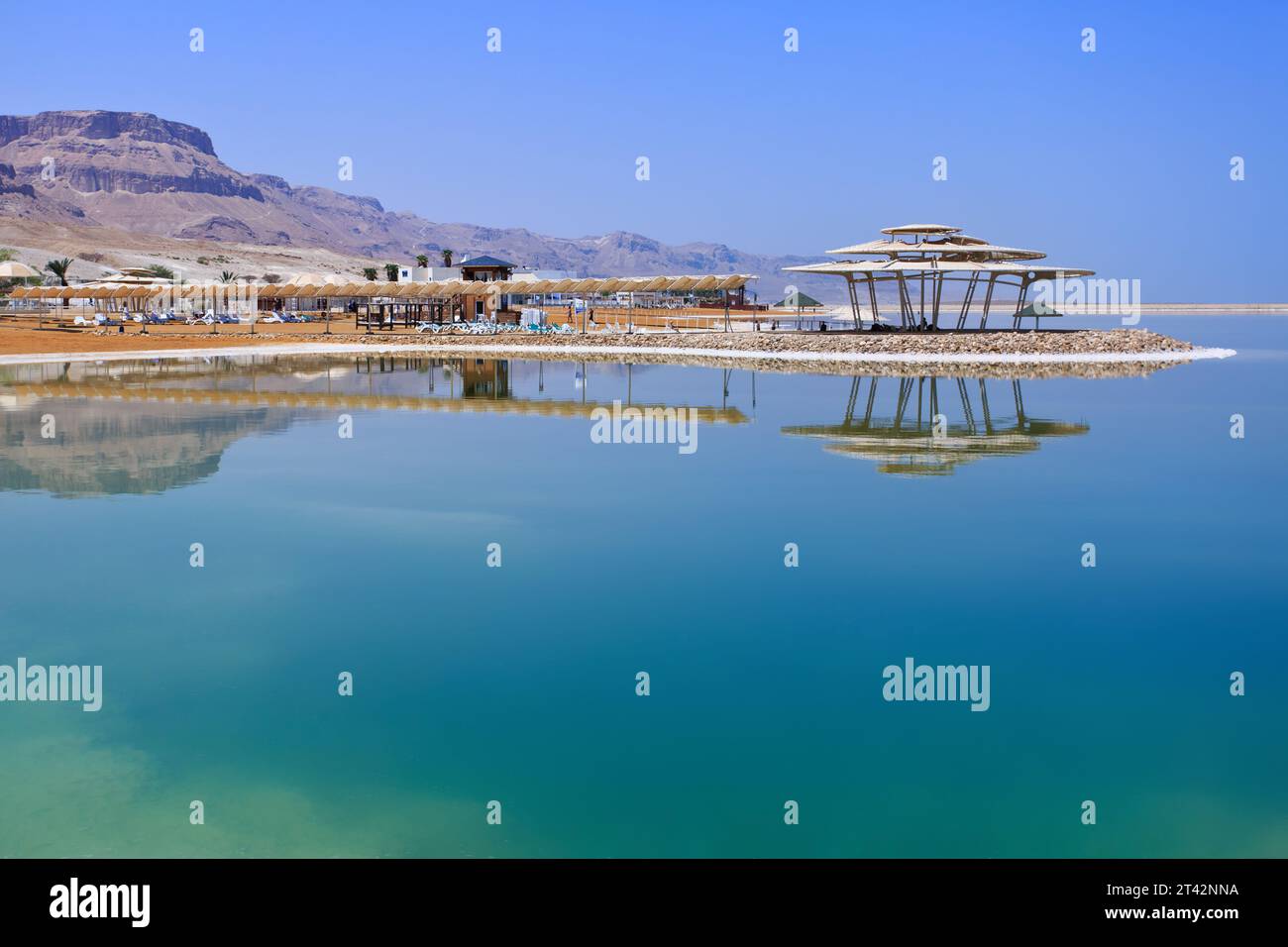 The dead sea resorts in Israel. View of the hotel and the beach. Dead ...