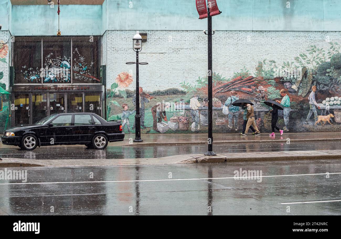 Urban scene from Toronto on a rainy day during late April in Ontario ...