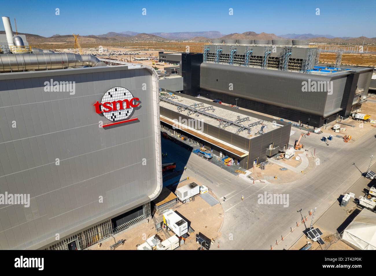 An aerial view of the Taiwan Semiconductors Mega Factory construction ...