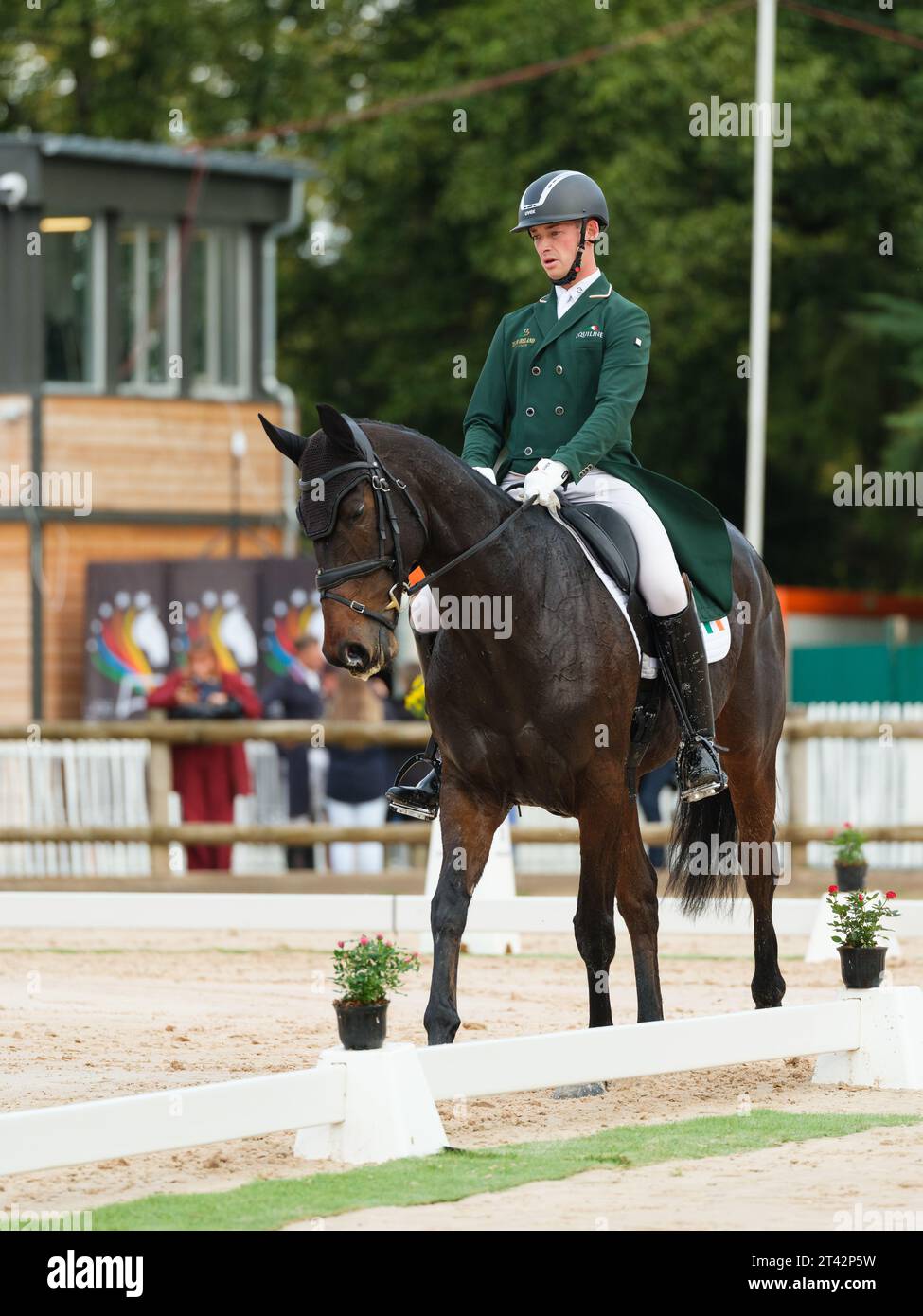 Ian CASSELLS of Ireland with Master Point during the dressage test at ...
