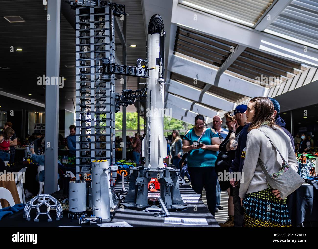 Canberra, Australia. 28th Oct, 2023. People watch the Lego exhibition ...
