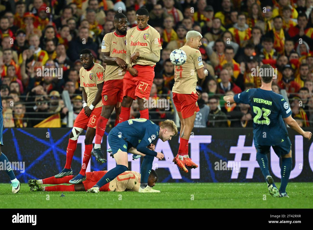 David Costa (10) of RC Lens, Salis Abdul Samed (6) of RC Lens, Kevin ...