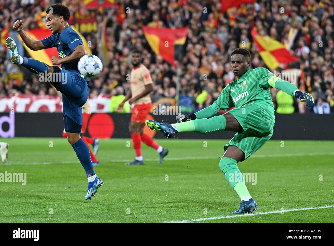 Lens, France. 24th Oct, 2023. Brice Samba (30) of RC Lens pictured in ...