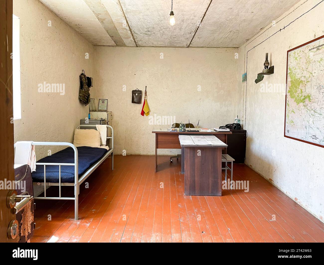 A commander's room with bed, desk. In a recreation of an Armenian ...